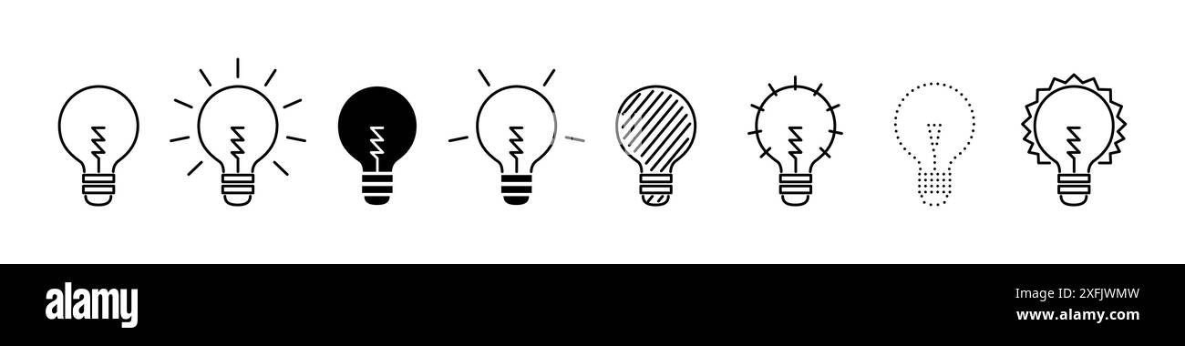 Set of Bulb Lamp line shapes, thin line design vector illustration ...