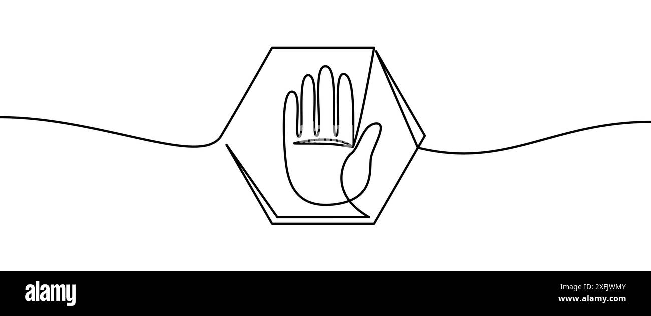 Stop Sign shape drawing by continuos line, thin line design vector ...