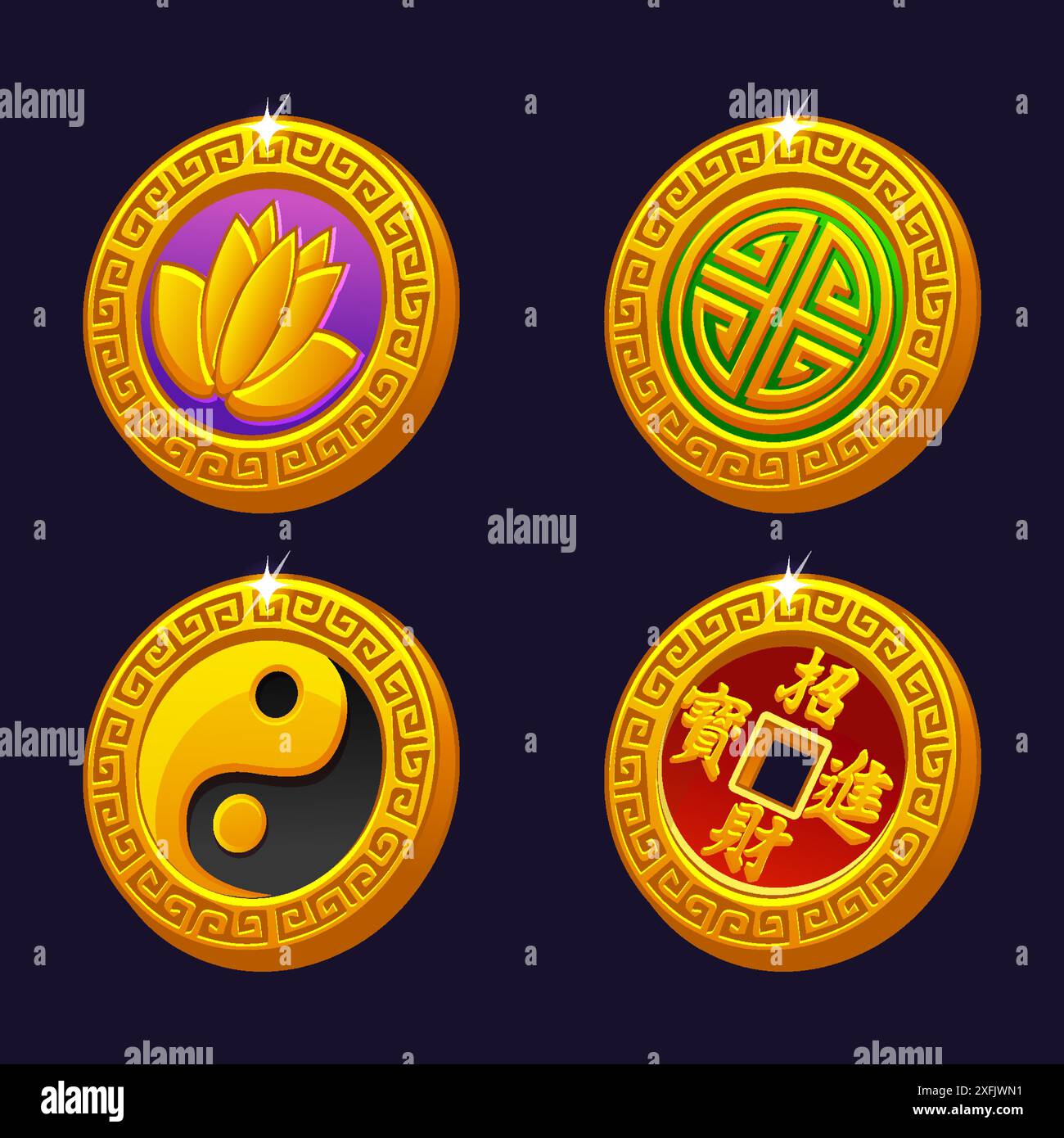 Blessing Chinese coins represent good luck or fortune. Chinese Symbols ...