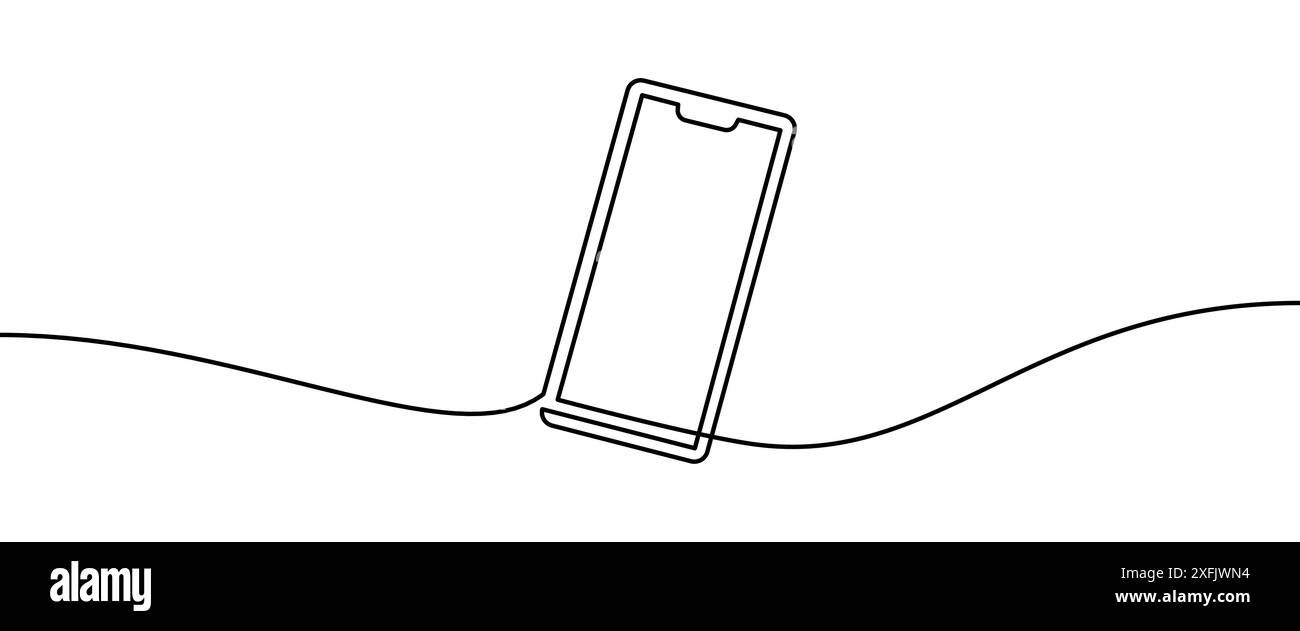 Smart Phone shape drawing by continuos line, thin line design vector ...