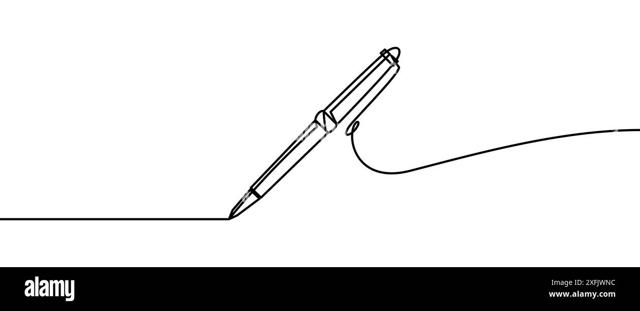 Ball Pen shape drawing by continuos line, thin line design vector ...