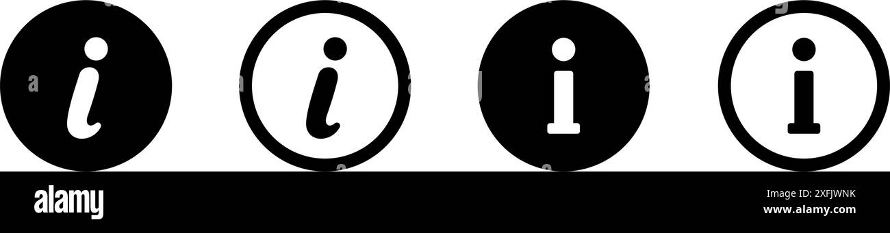 Set of round icons with information mark, for apps and web, flat design ...