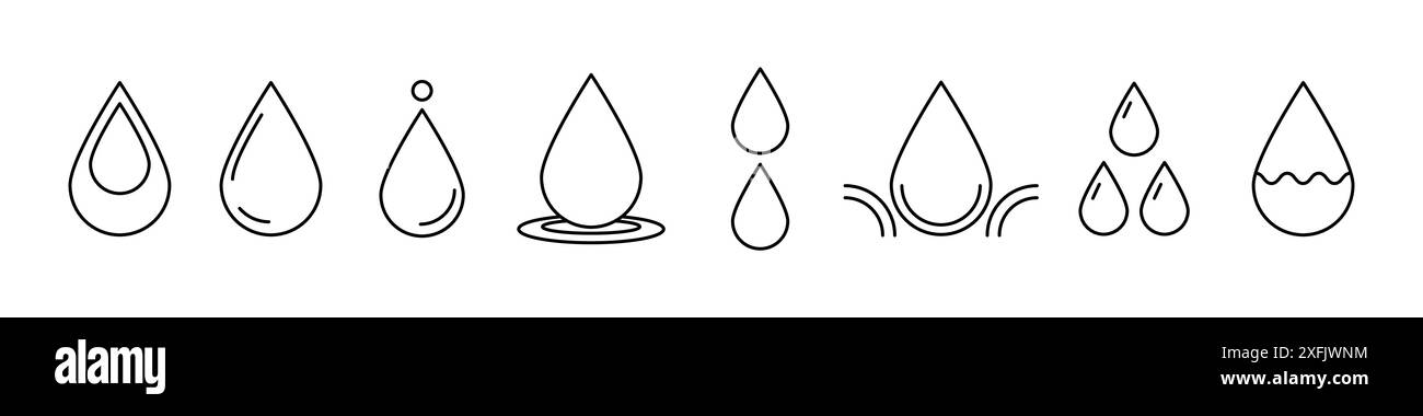Set of Water Drop line shapes, thin line design vector illustration ...