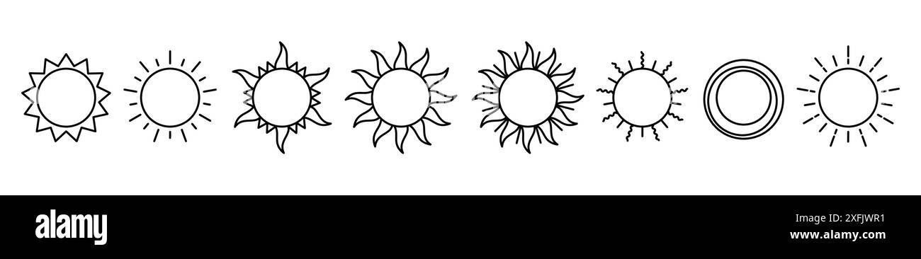 Set of Sun Decoration line shapes, thin line design vector illustration ...