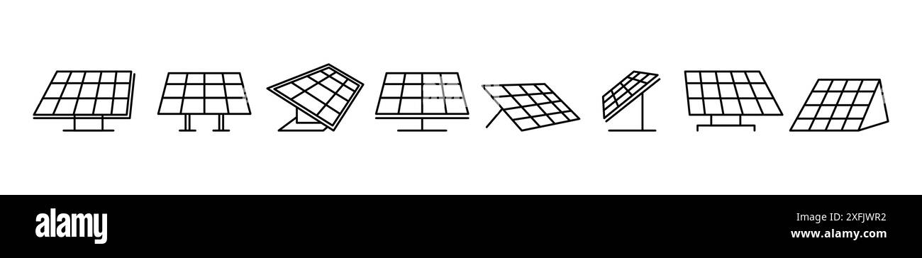 Set of Solar Battery line shapes, thin line design vector illustration ...