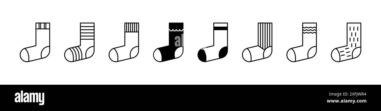 Set of Sock line shapes, thin line design vector illustration, isolated ...