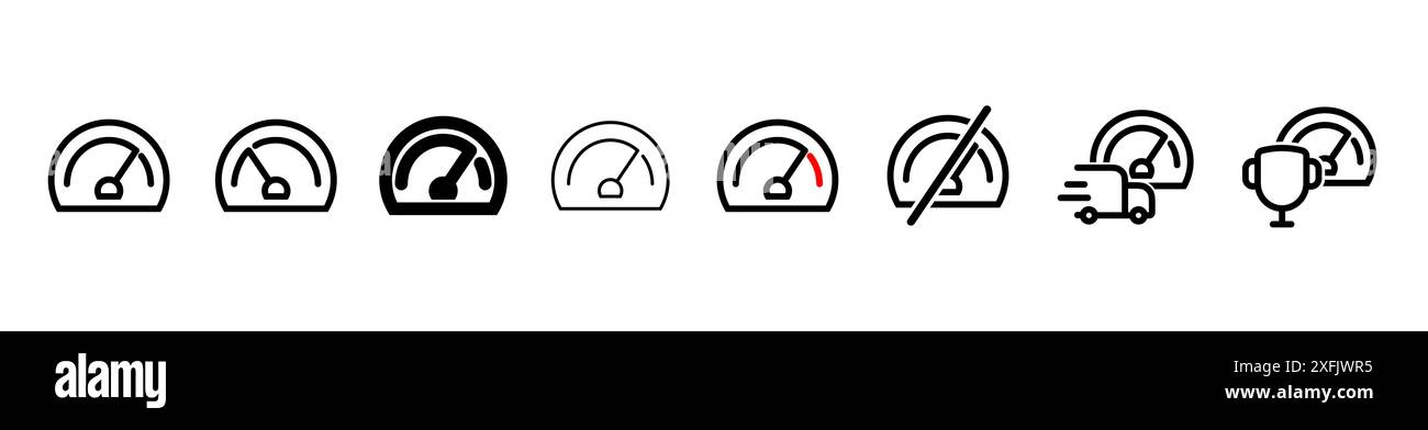 Set of Speedometer line shapes, thin line design vector illustration ...