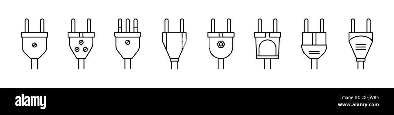 Set of Electric Plug line shapes, thin line design vector illustration ...