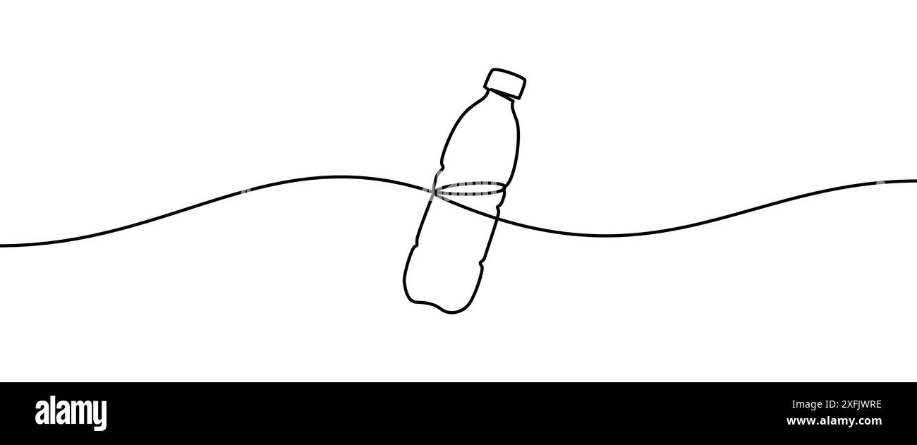 Water Bottle drawing by continuos line, thin line design vector ...