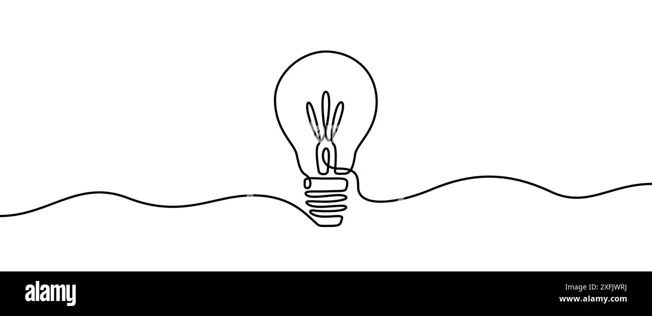 Bulb Lamp shape drawing by continuos line, thin line design vector ...