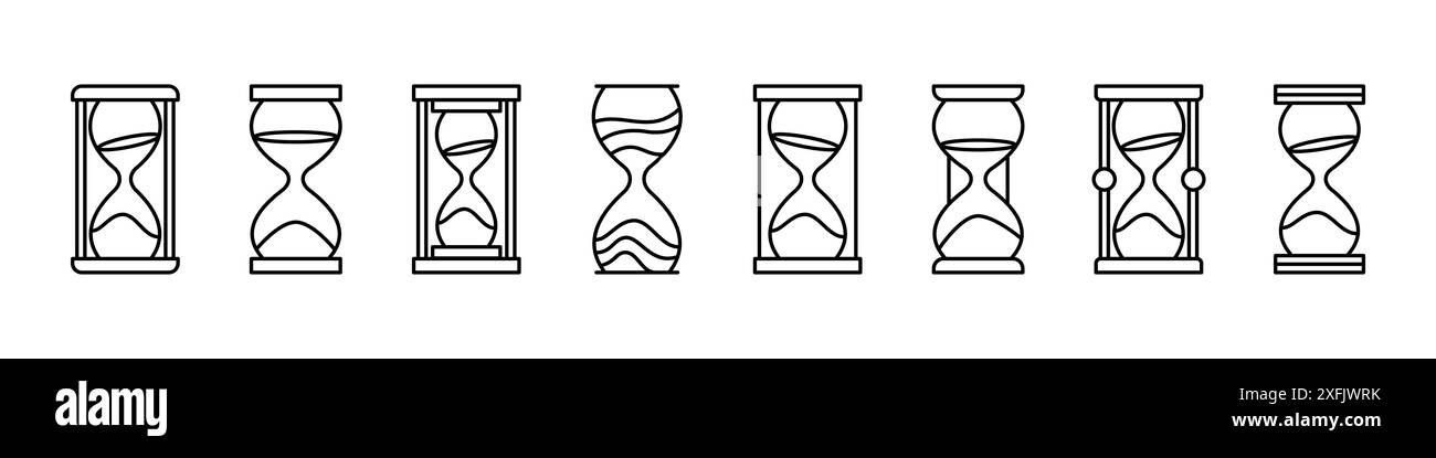 Set Of Hourglasses Line Shapes Thin Line Design Vector Illustration Isolated Stock Vector