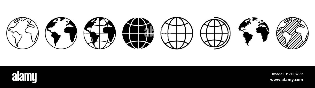 Set of Earth Planet line shapes, thin line design vector illustration, isolated Stock Vector ...