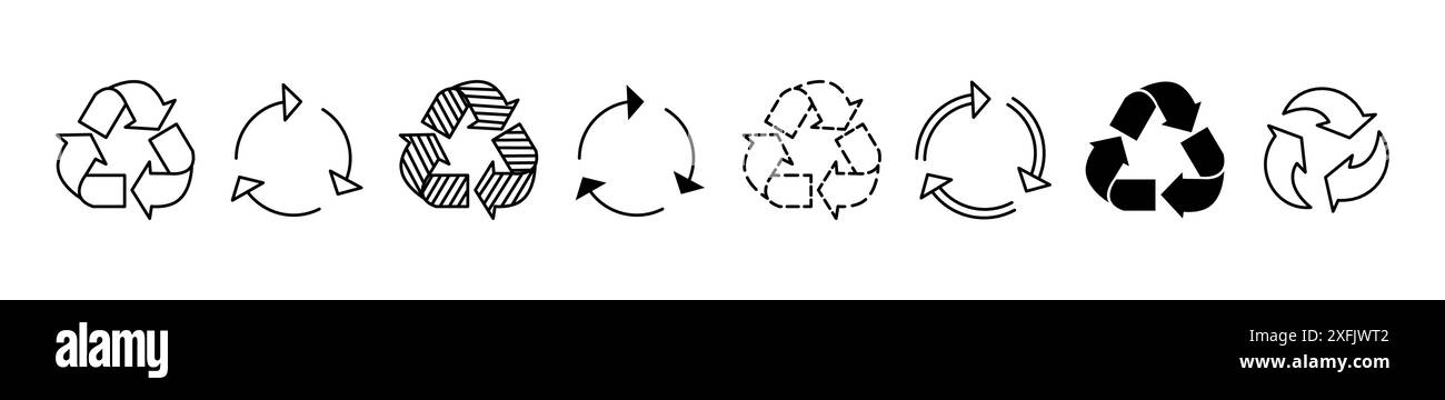 Set of Recycling Sign line shapes, thin line design vector illustration ...