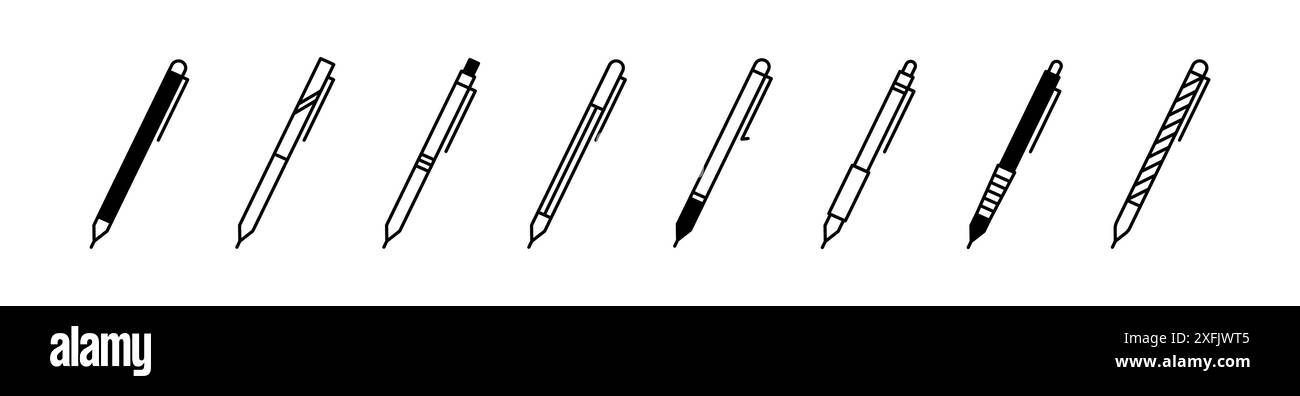 Set of Ball Pen line shapes, thin line design vector illustration ...