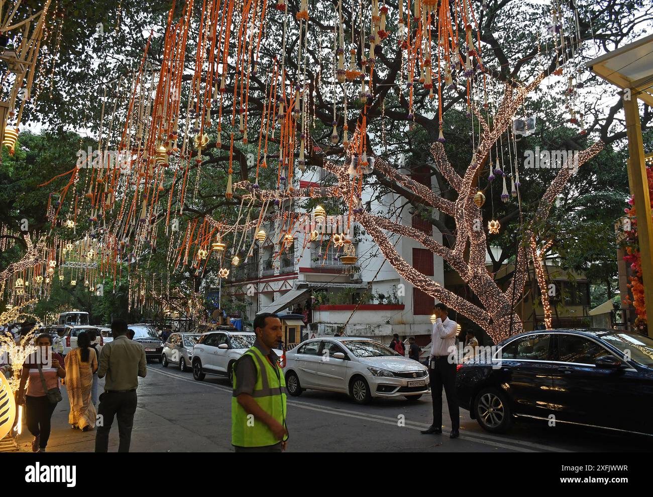 Street is decorated outside Nita and Mukesh Ambani's residence 'Anitlia ...