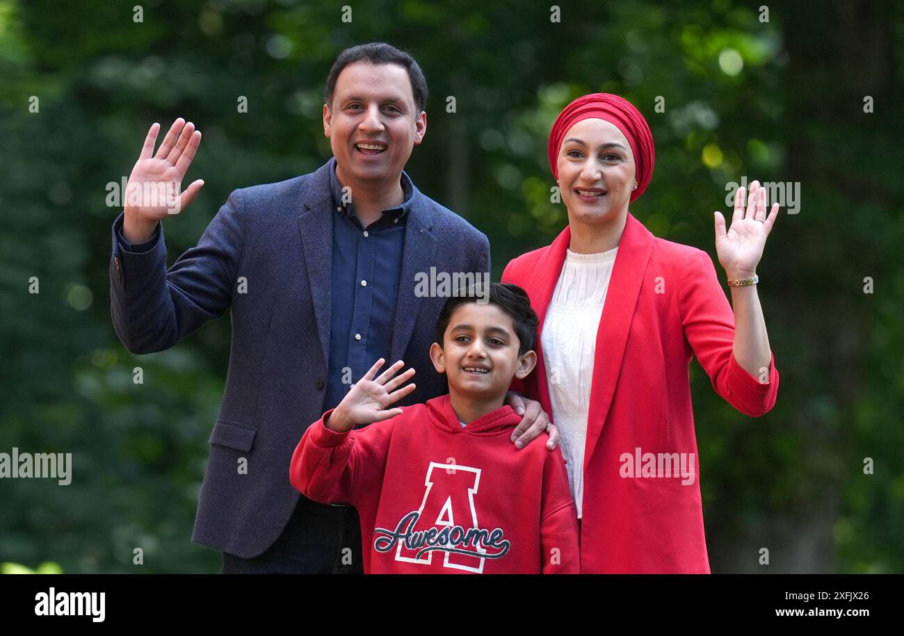 Scottish Labour leader Anas Sarwar with his wife Furheen, and son ...