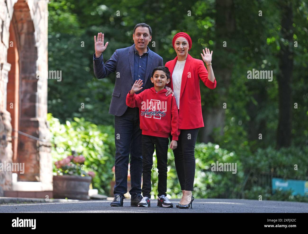 Scottish Labour leader Anas Sarwar with his wife Furheen, and son ...
