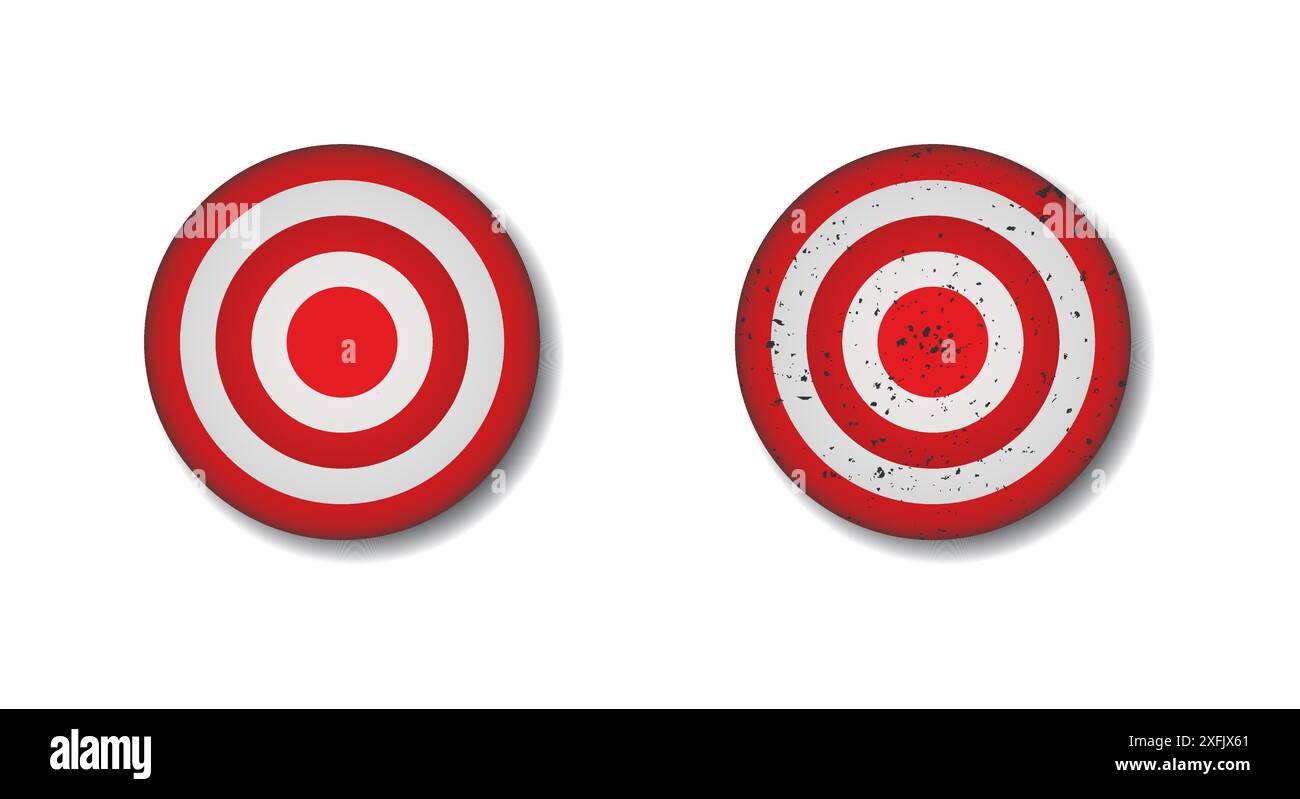 Red Archery target with shadow. Shot through target. Flat vector ...