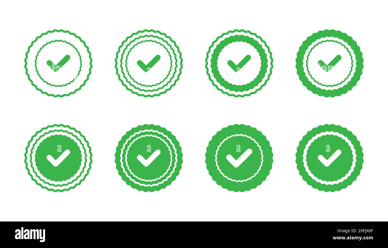 Set of green verification check marks. Flat vector illustration Stock Vector Image & Art - Alamy