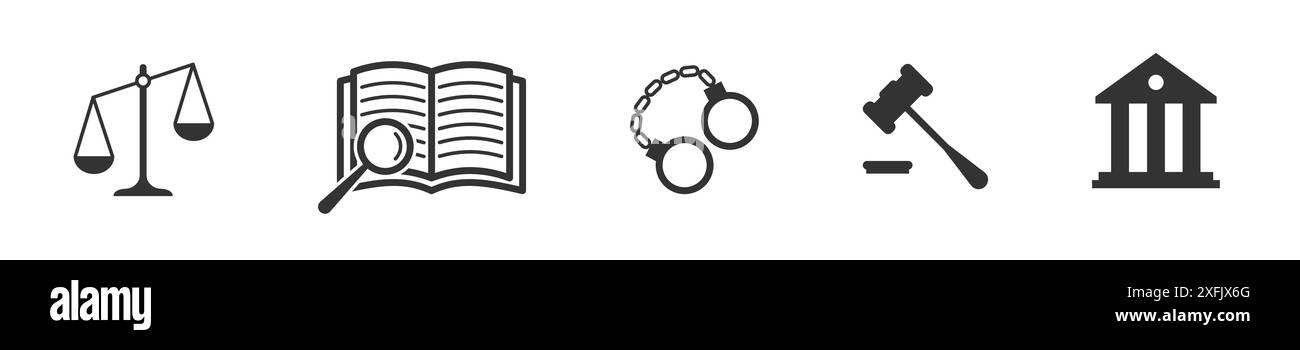 Law and Judgement icons set. Flat vector illustration Stock Vector ...
