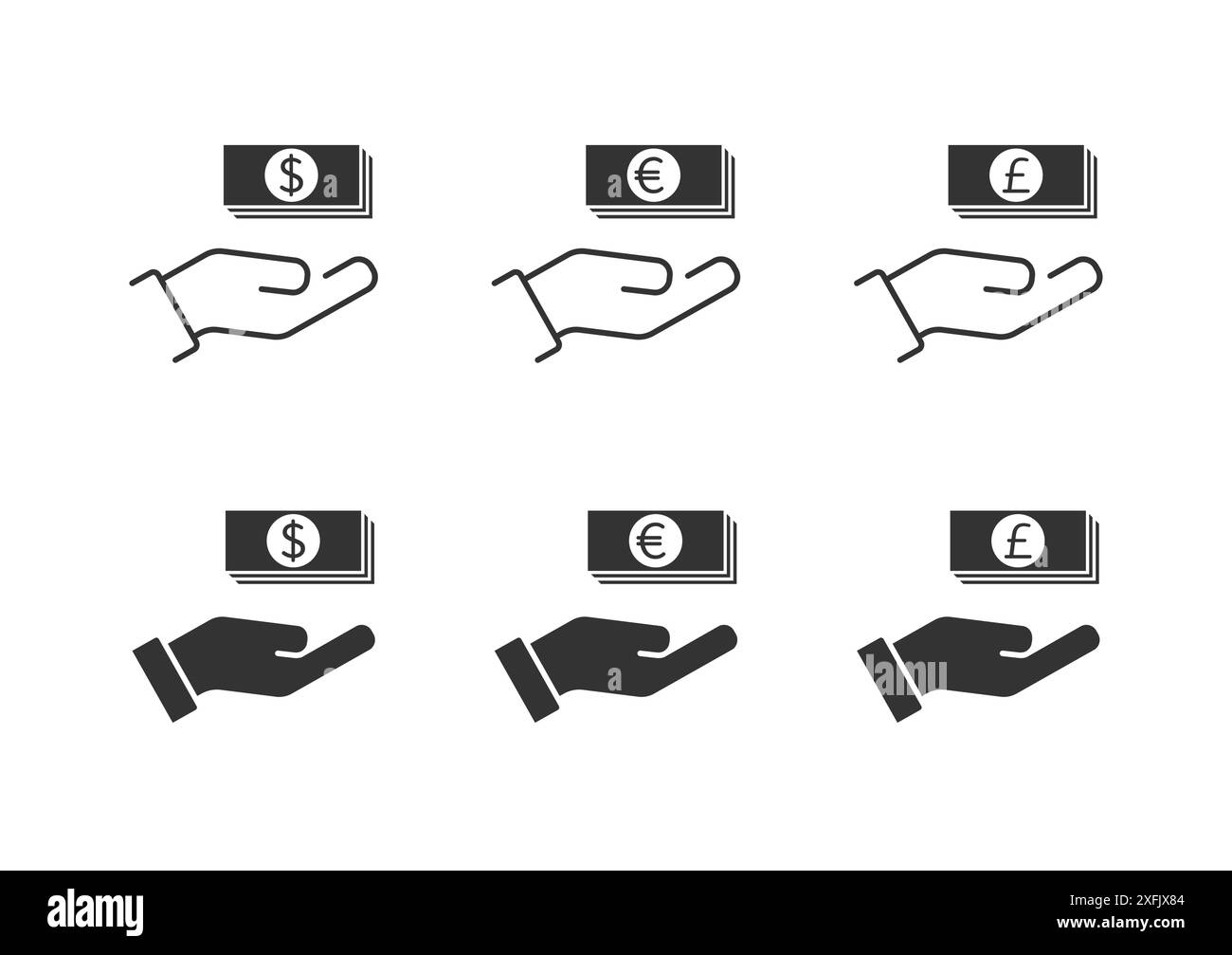 Money on hand icon set. Flat vector illustration Stock Vector Image ...