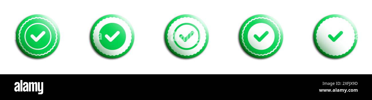 Profile verification check marks icons. Stickers with tick. Flat vector ... Profile verification check marks icons. Stickers with tick. Flat vector ...
