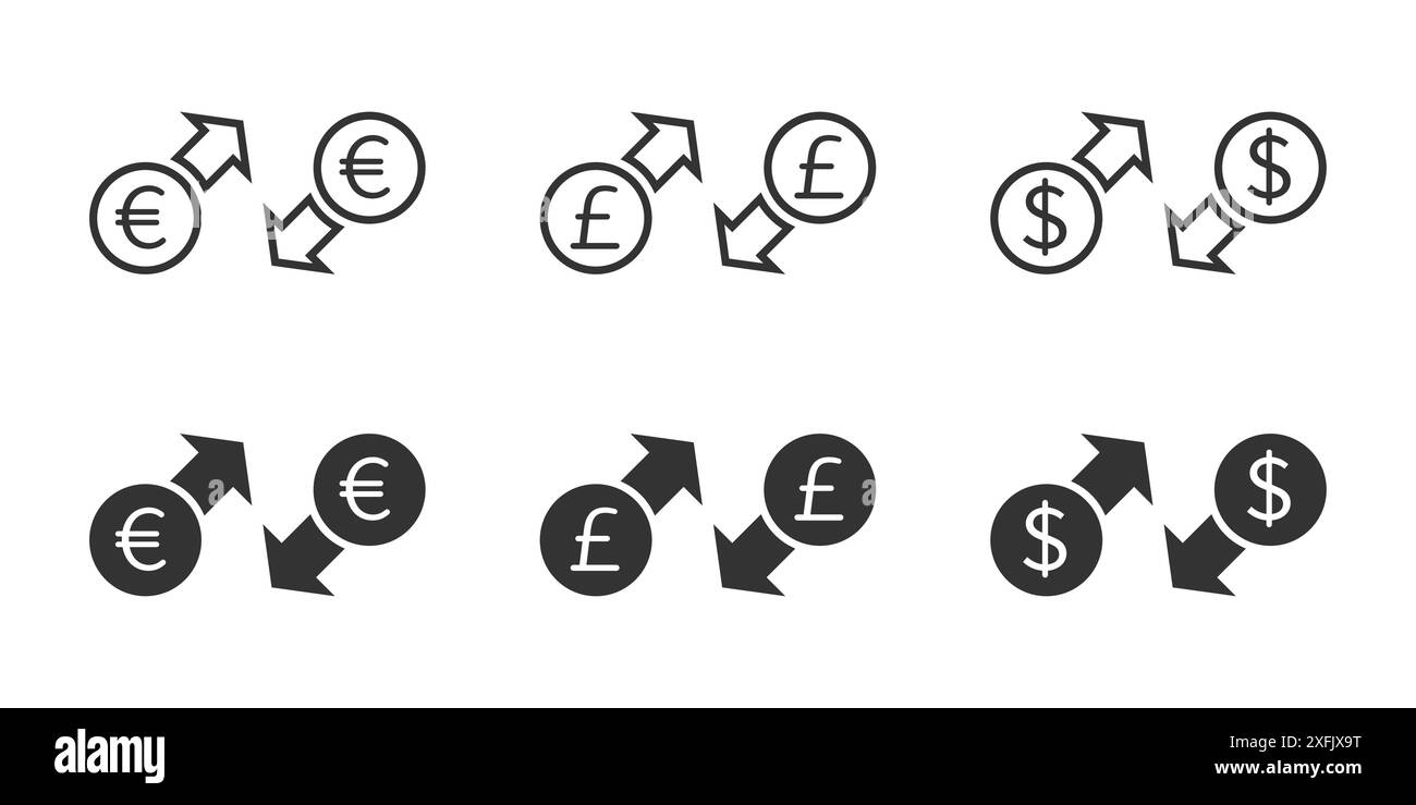 Money appreciation icon set. Cost rising and fallingicons. Flat vector ...