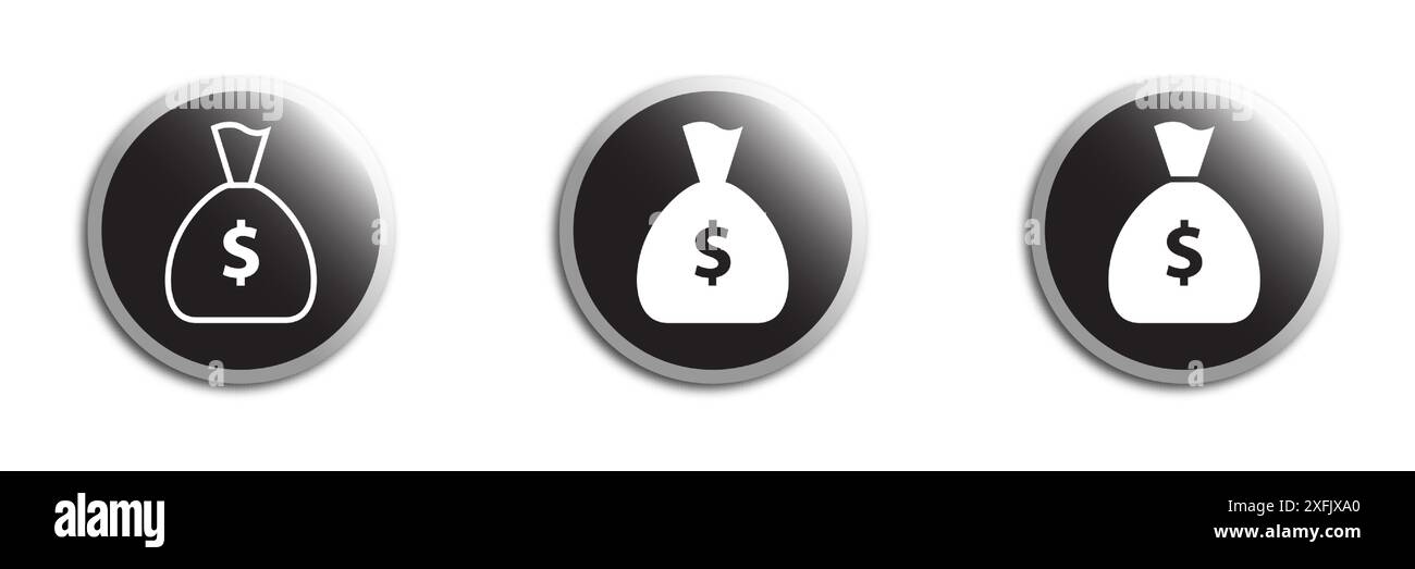 Money bag set. Bag of dollars. Flat vector illustration Stock Vector ...