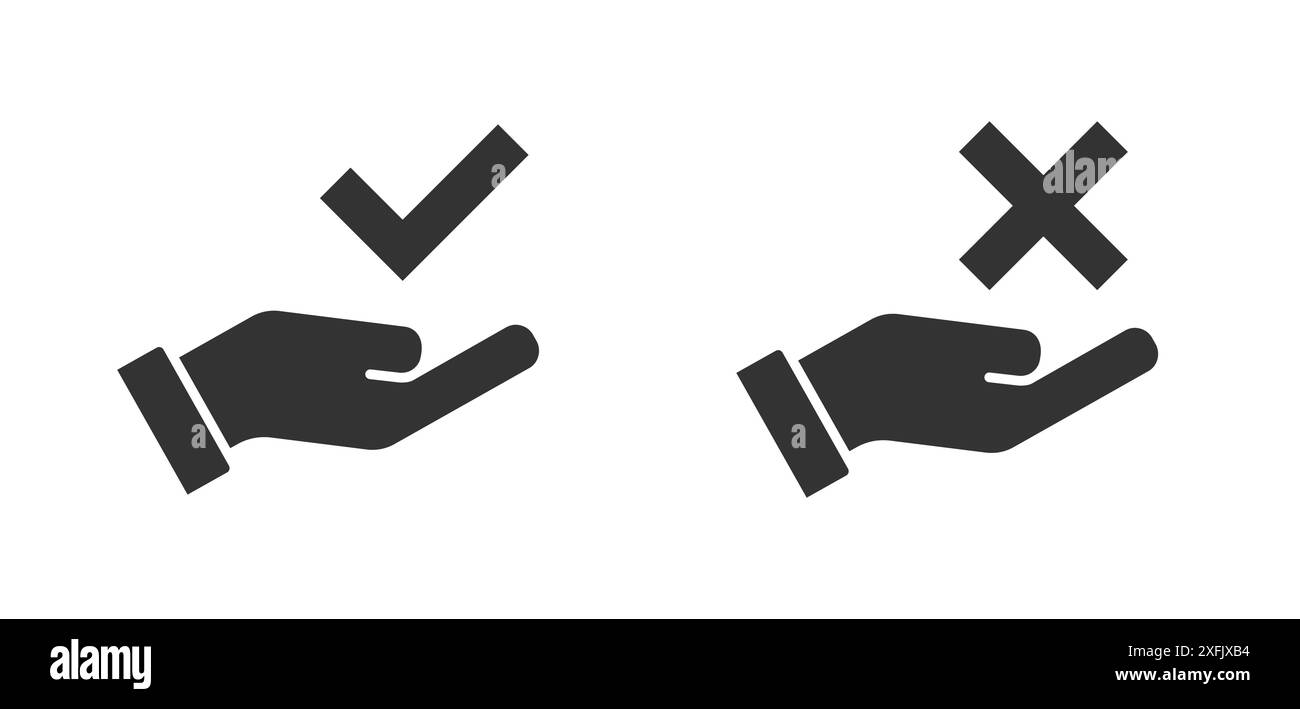 Checkmark on hand icon. Сonfirm and reject symbols. Flat vector illustration Stock Vector Image ...