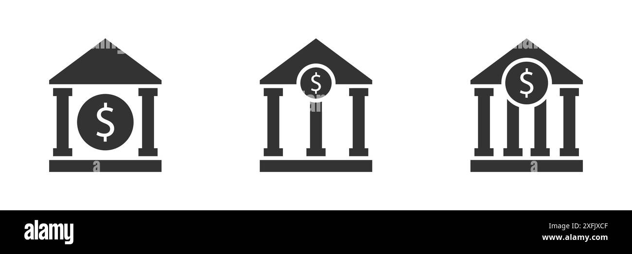 Bank Icon. Financial institution. Bank building. Flat vector ...