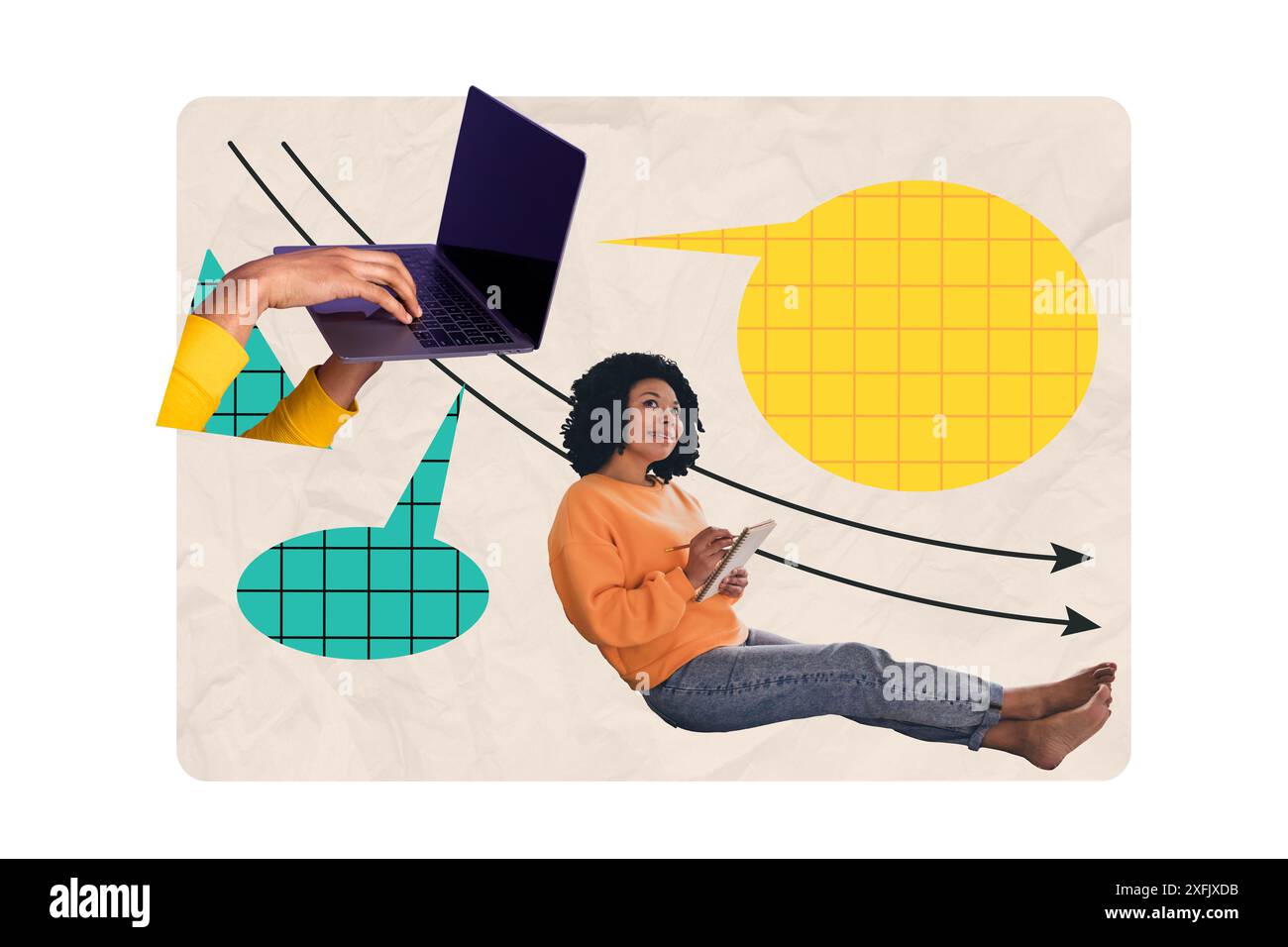 Artwork 3d realistic collage of lovely business woman writing tasks ...