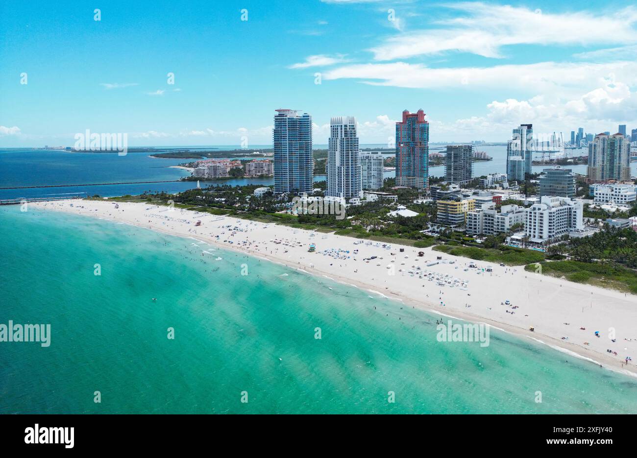 Aerial view of South Pointe Park. Miami Beach. Florida. USA. Weekend in ...