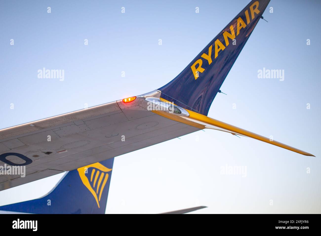 Rome, Italy - June 30, 2024: Close-up on winglets of Ryanair's ...