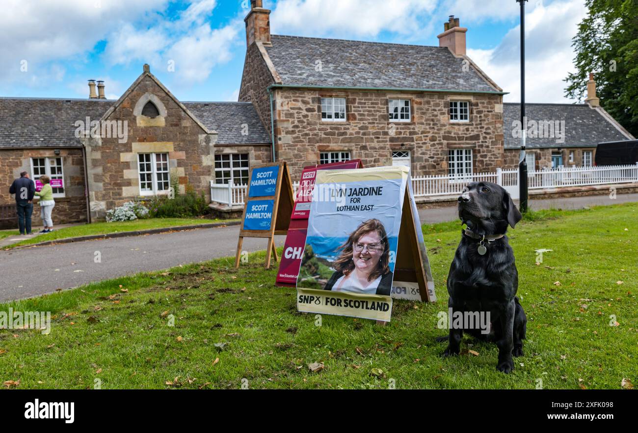East Lothian, Scotland, UK, 04 July 2024. Dogs at Polling Places: the ...