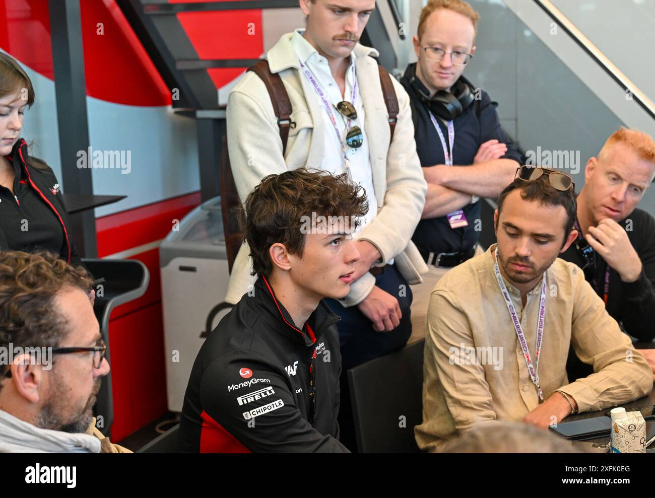 Towcester, UK, 04 July 2024. Oliver BEARMAN in a press meeting as HAAS ...