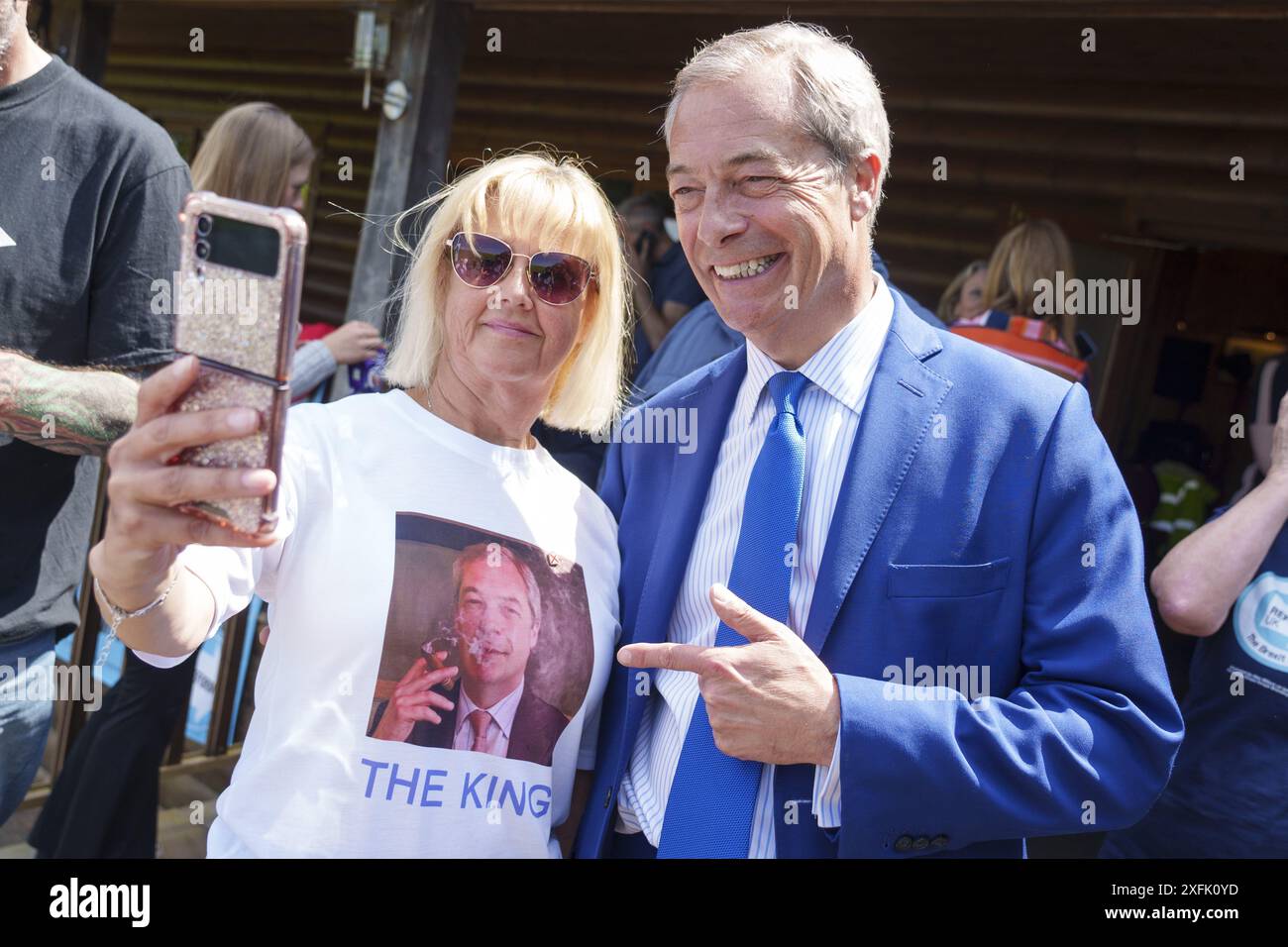 File photo dated 20/06/24 of Reform UK leader Nigel Farage poses for a ...