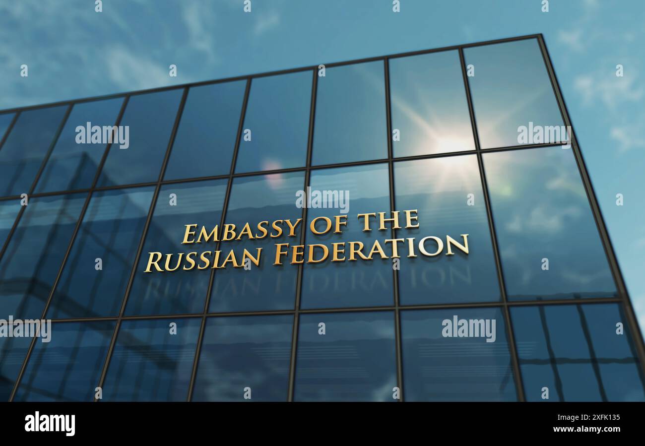 Embassy of the Russian Federation glass building concept. Russia ...