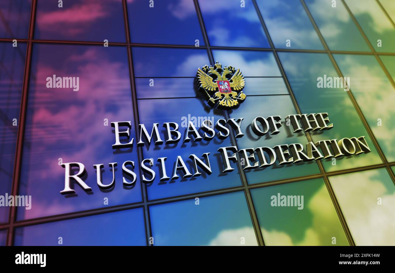 Embassy of the Russian Federation glass building concept. Russia ...
