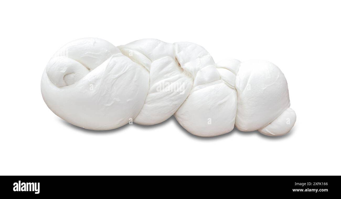 Fresh buffalo mozzarella cheese typical from italy lying on white ...