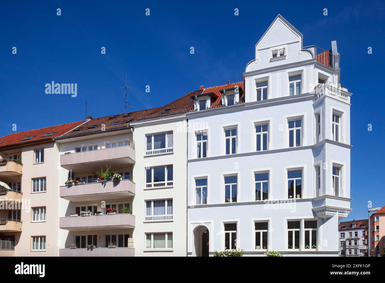 Modern and old white residential building, Hannover, Germany Stock ...