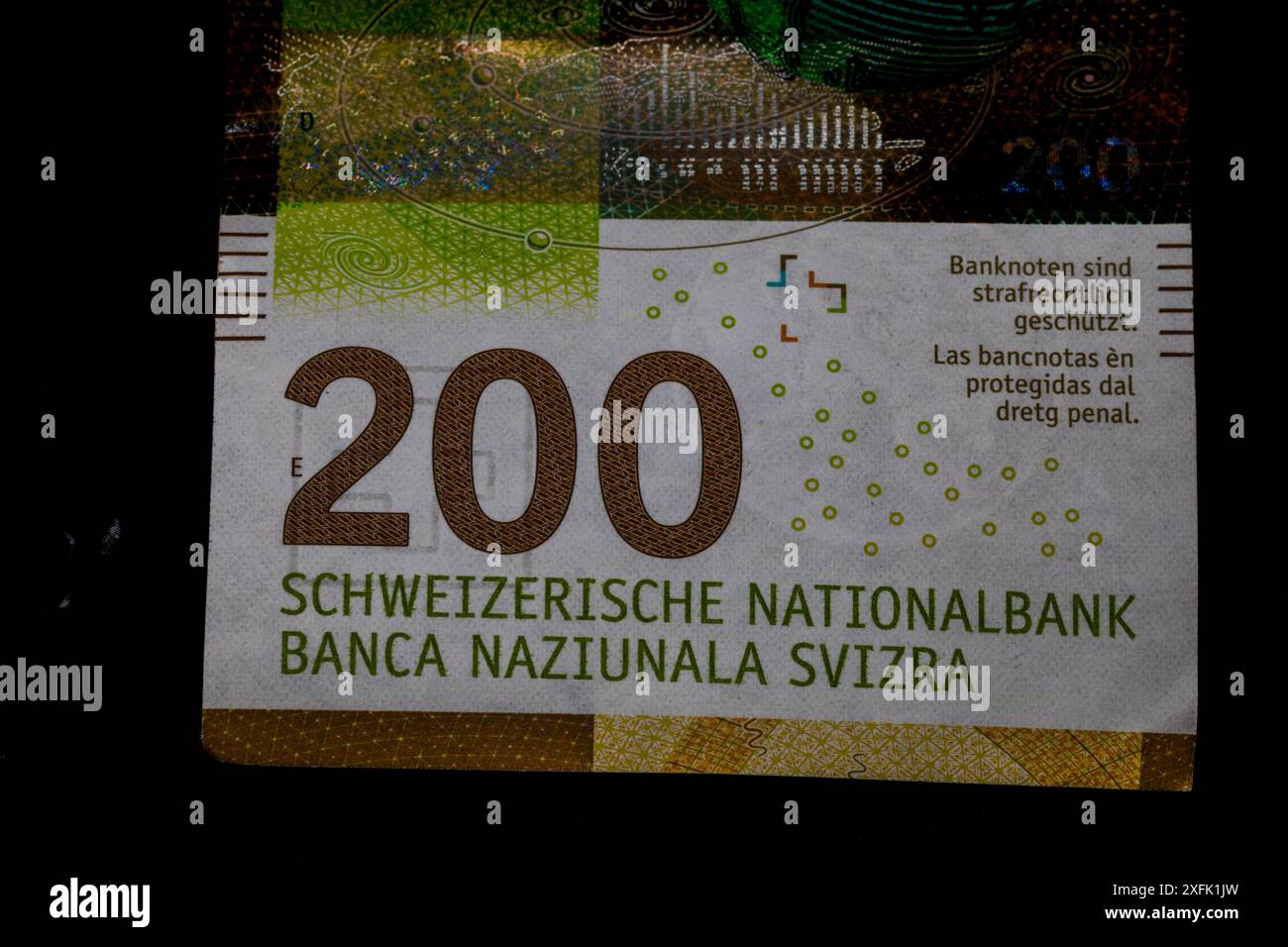 CHF money banknotes, detail photo of swiss franc. Swiss Franc currency ...