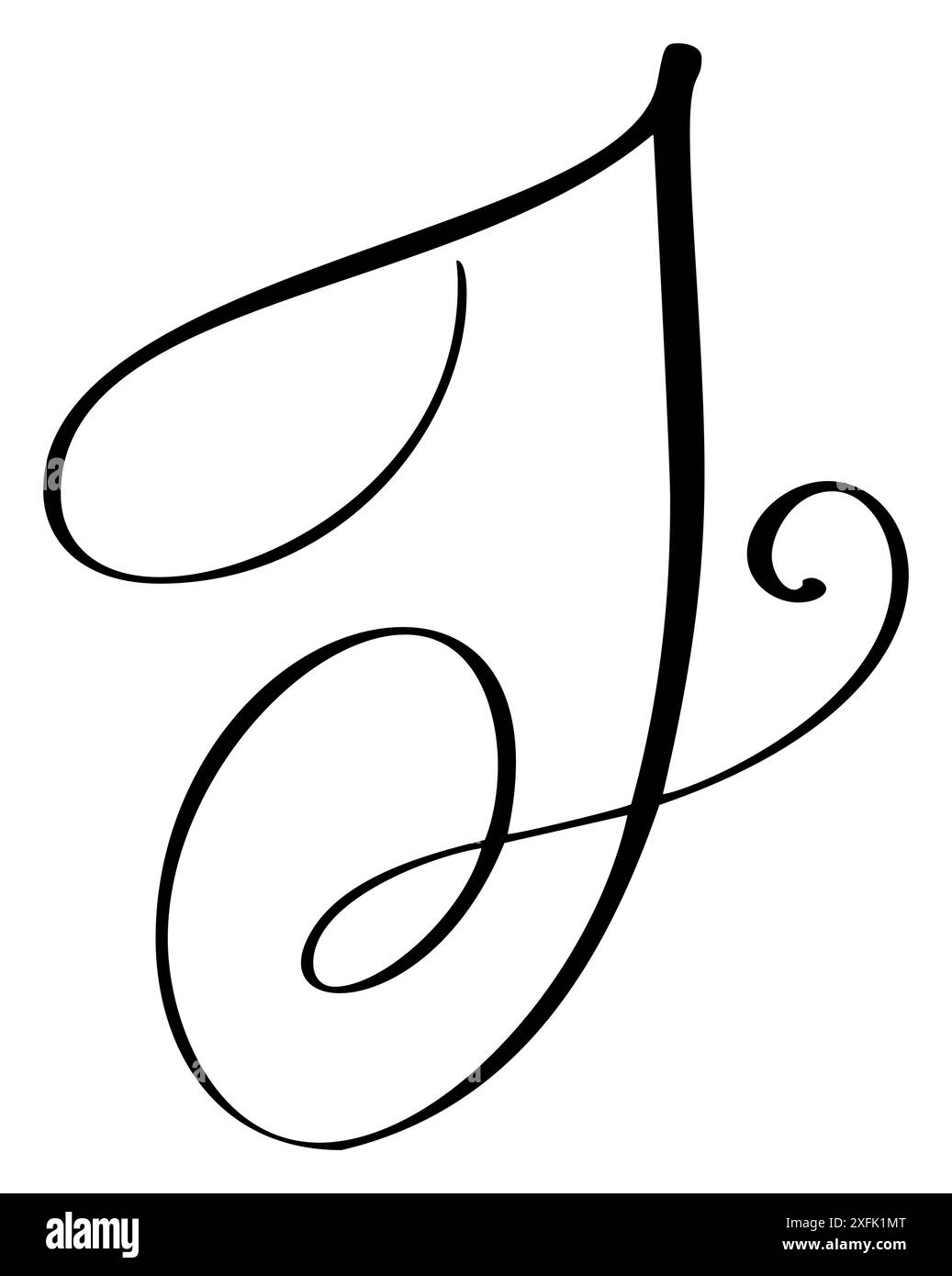 Hand drawn vector calligraphy letter capital J. Script font logo initials. Handwritten brush ...