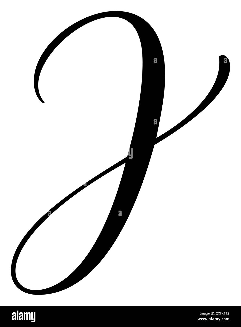 Hand drawn vector calligraphy letter J. Script capital font logo. Handwritten brush style ...