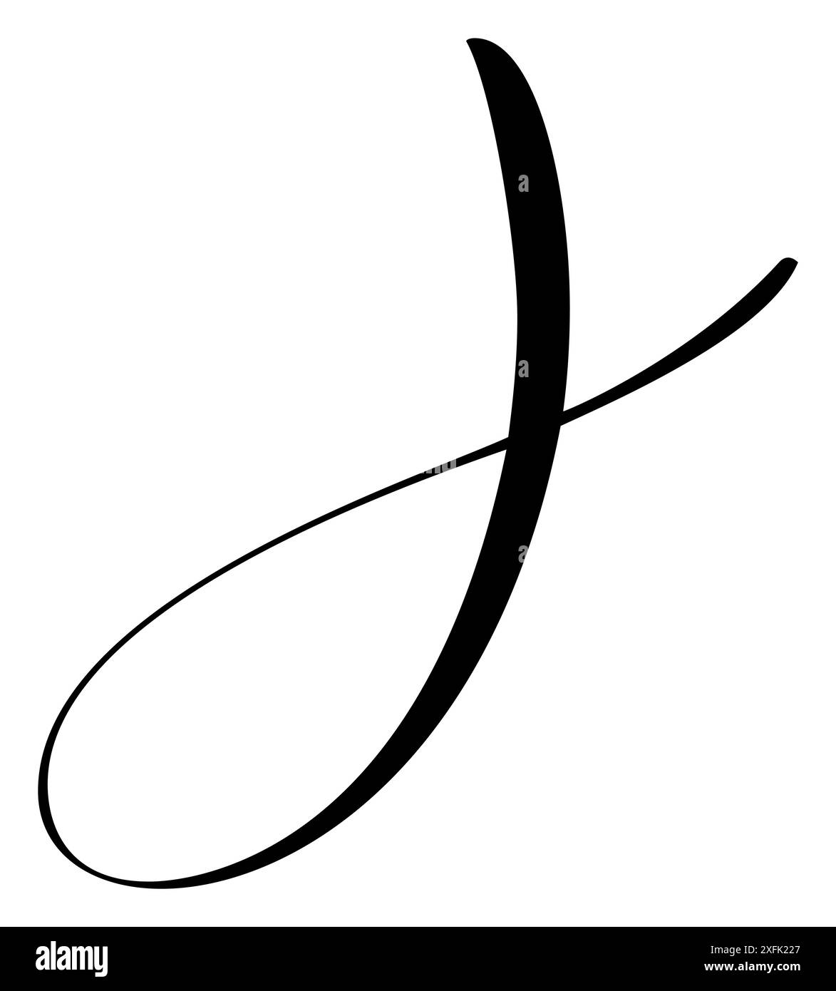 Hand drawn vector calligraphy letter J. Script capital font logo. Handwritten brush style ...