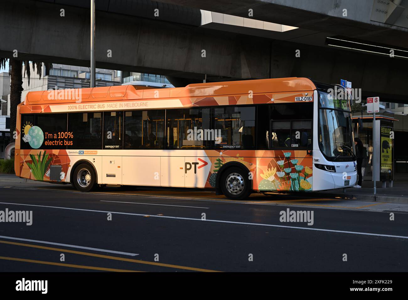 Side view of a new Volvo BZL electric bus operated by CDC Melbourne ...