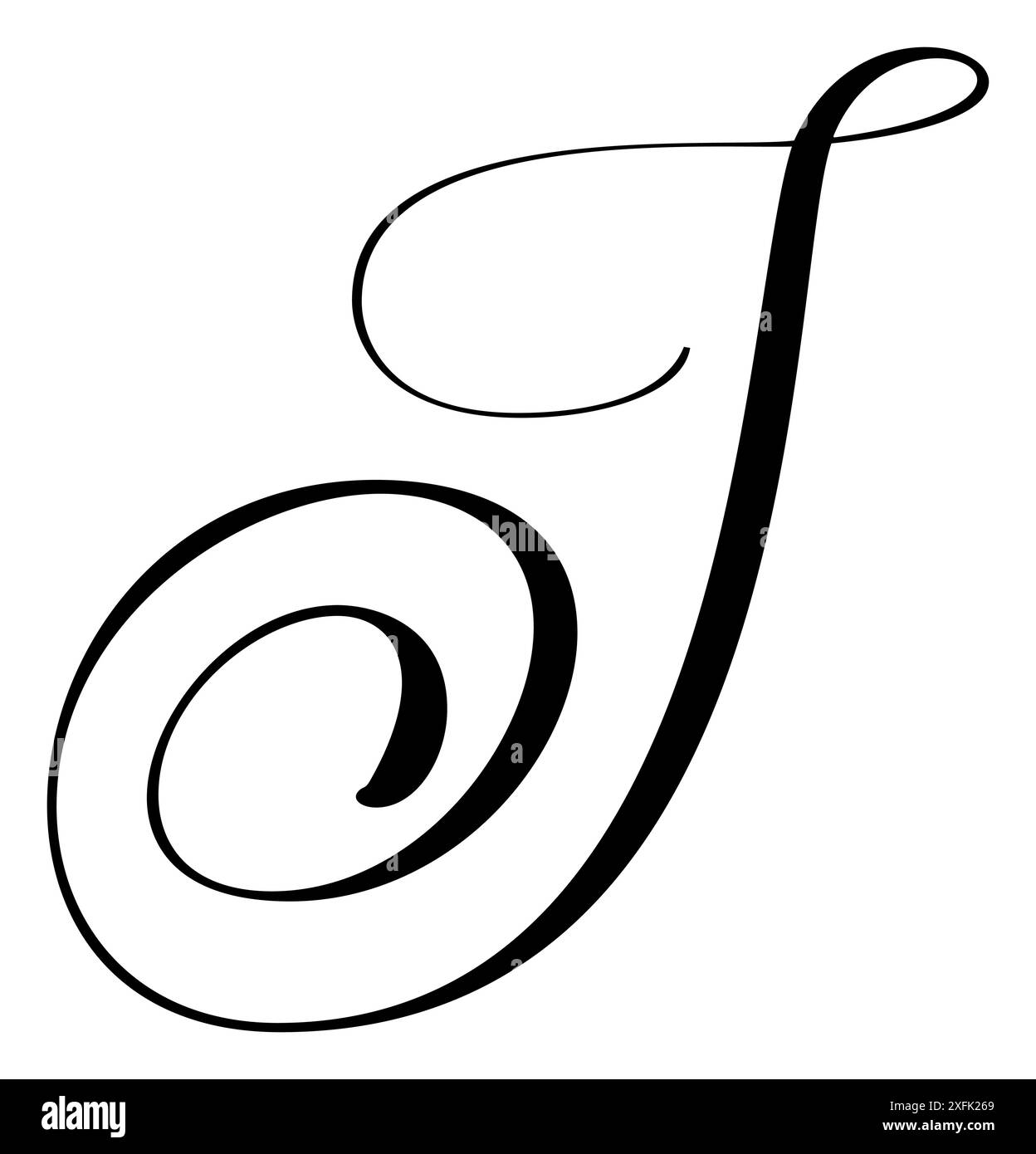Hand Drawn Vector Calligraphy Letter Capital J Script Font Logo