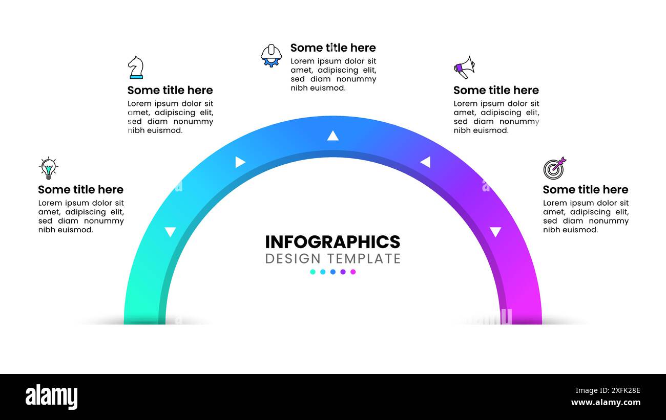 Infographic template with icons and 5 options or steps. Semicircle. Can ...