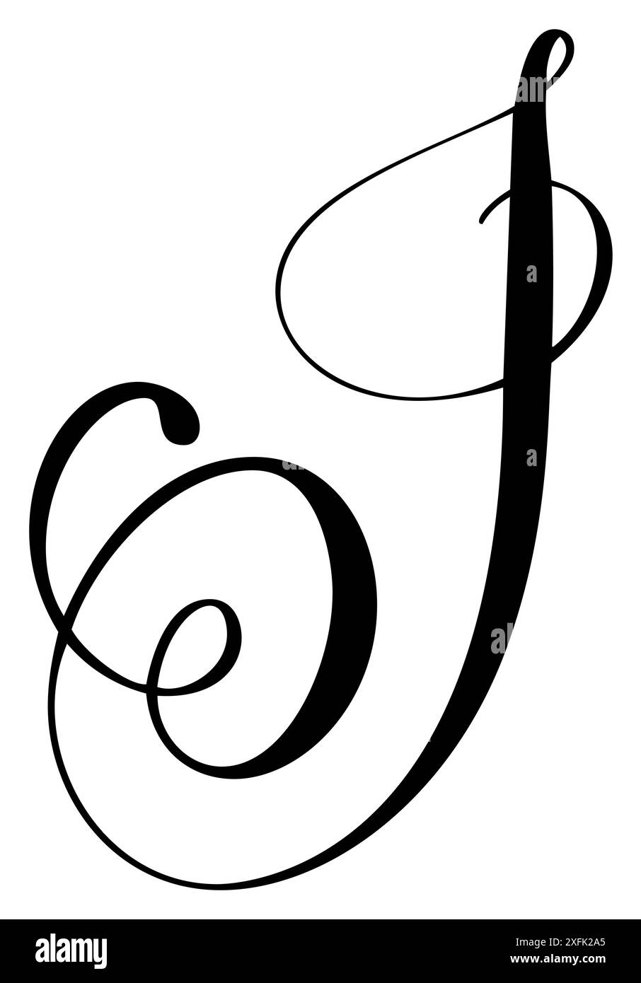 Hand drawn vector calligraphy letter J. Script capital font logo. Handwritten brush style ...