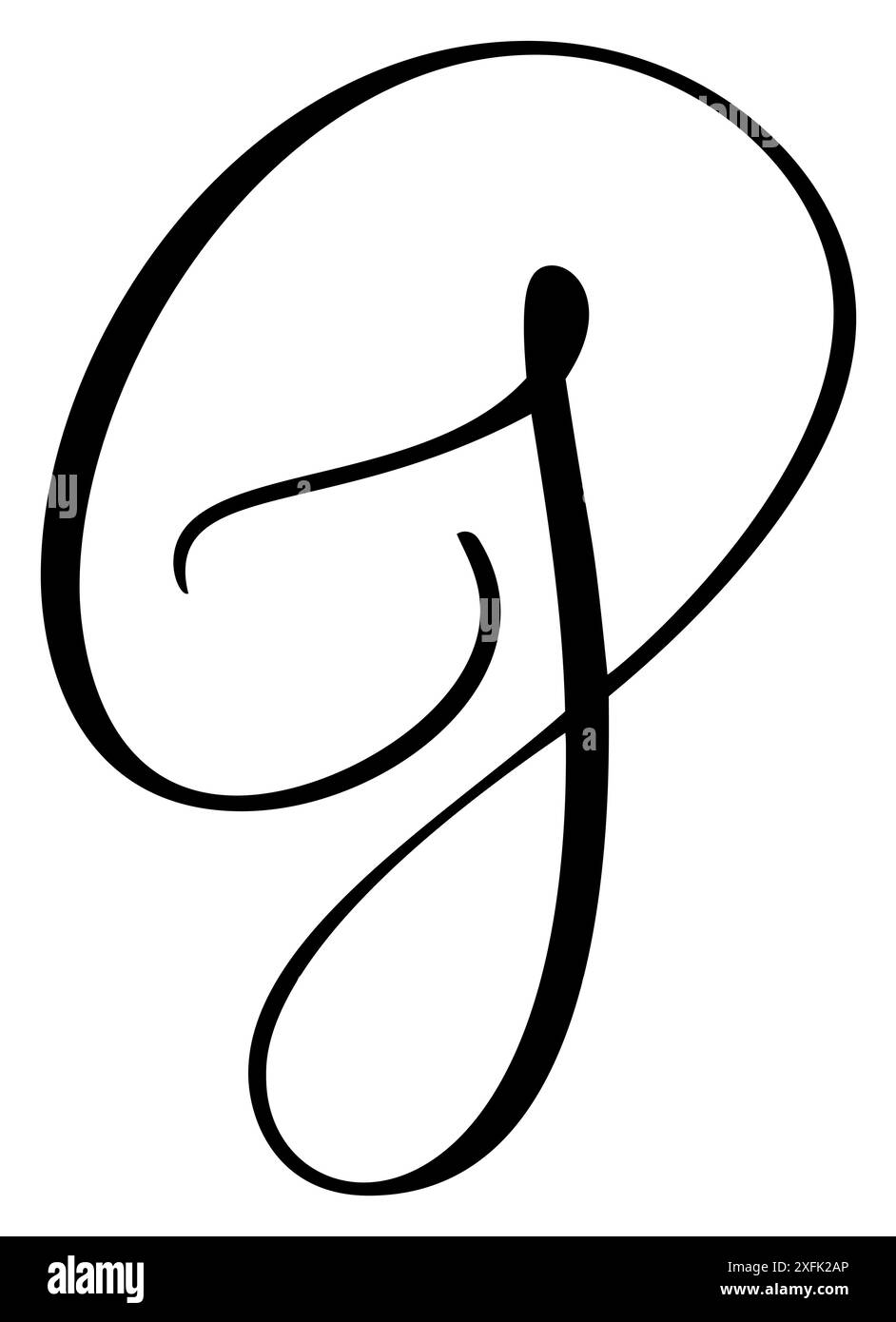 Vector calligraphy hand drawn letter J drop cap. Script font logo icon ...