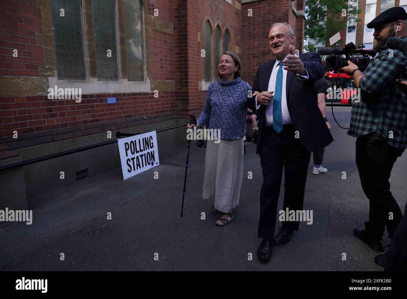 Liberal Democrat leader Sir Ed Davey and his wife Emily Gasson arrive ...